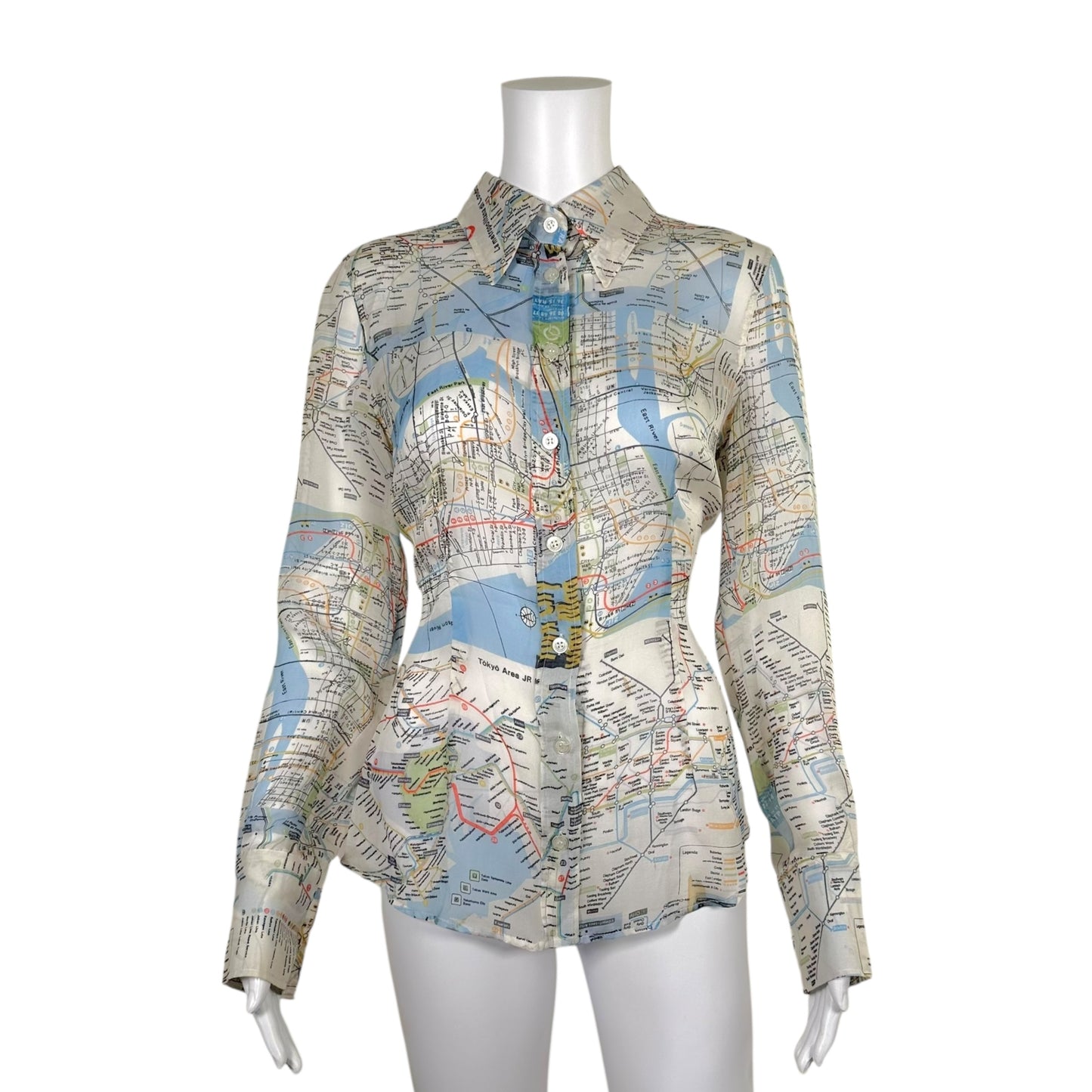 D&G Dolce & Gabbana Subway Map Sheer Silk Blouse – Outfit Repeater