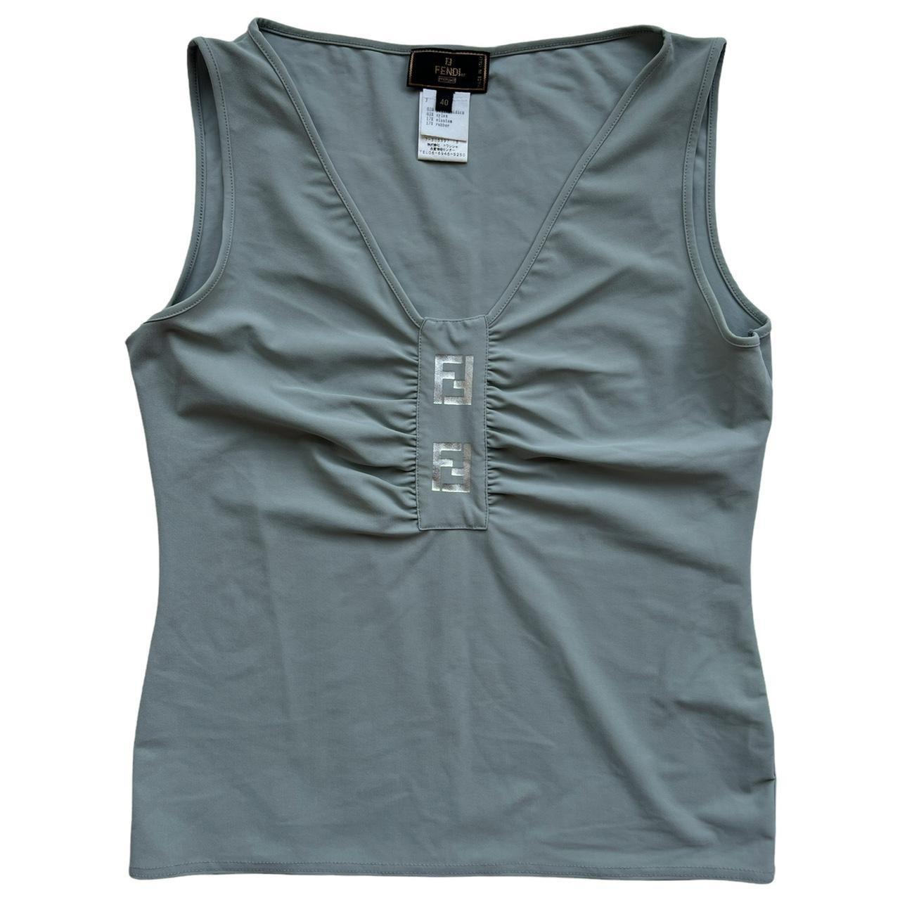 Fendi Light Gray Tank with FF Double Silver Logos – Outfit Repeater